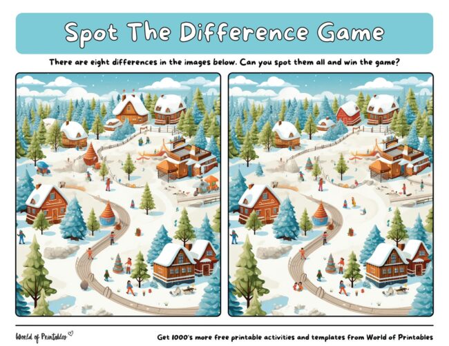 Spot The Difference Winter Games - World of Printables