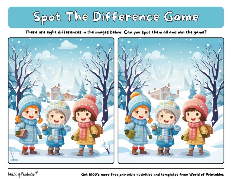 Spot The Difference Winter Games - World of Printables