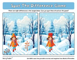 Spot The Difference Winter Games - World of Printables