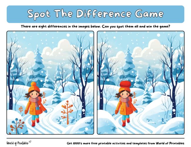 Spot The Difference Winter Games - World of Printables