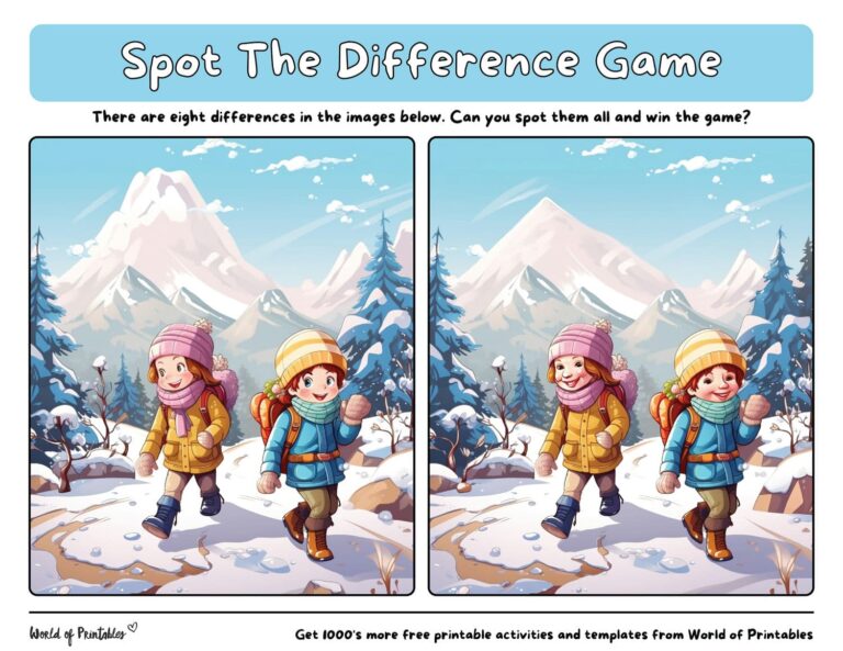 Spot The Difference Winter Games - World of Printables