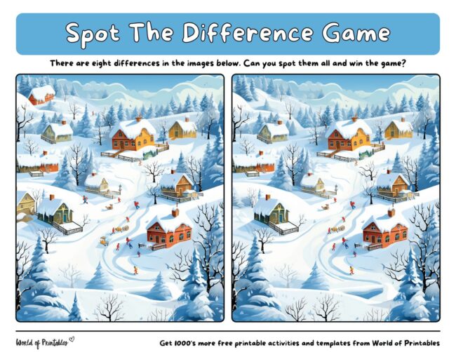 Spot The Difference Winter Games - World of Printables