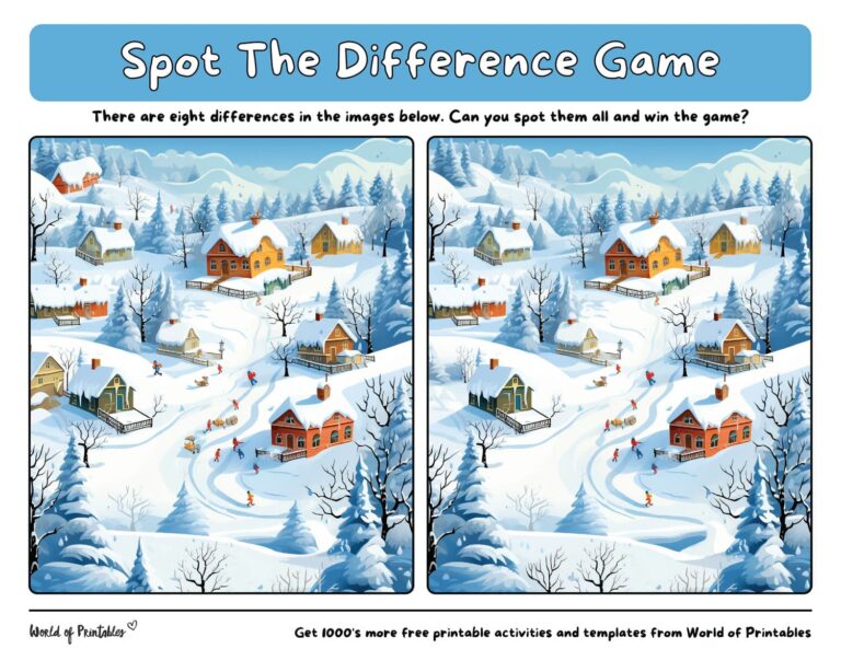 Spot The Difference Winter Games - World of Printables