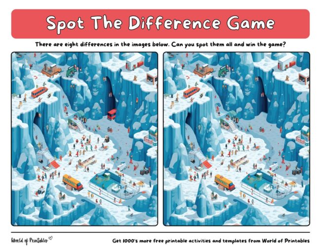 Spot The Difference Winter Games - World of Printables