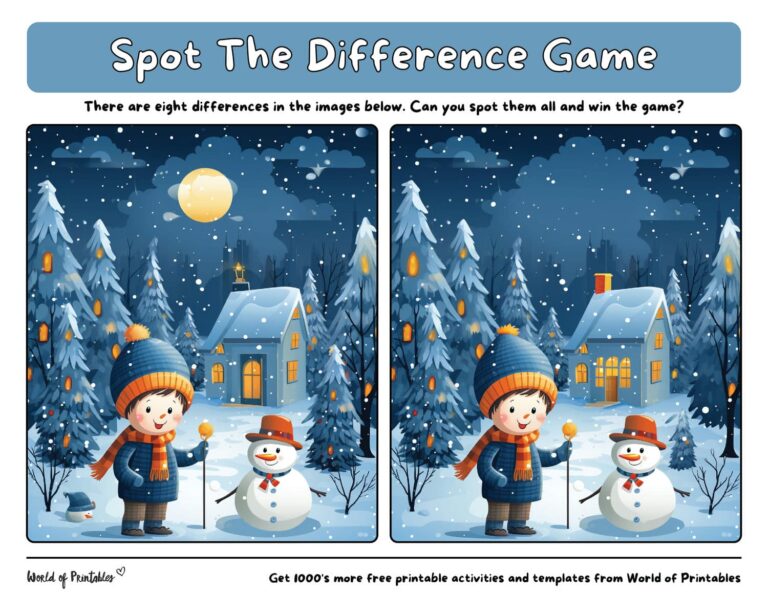 Spot The Difference Winter Games - World of Printables