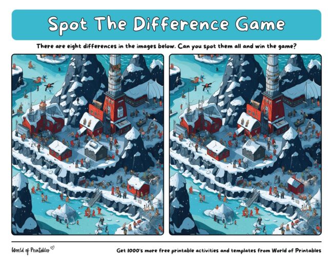 Spot The Difference Winter Games - World of Printables