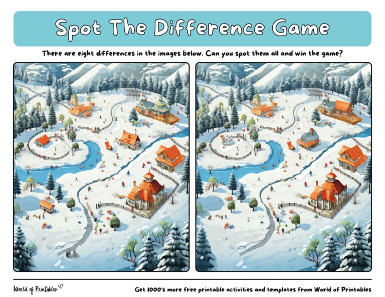 Spot The Difference Winter Games - World of Printables