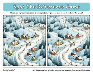 Spot The Difference Winter Games - World of Printables