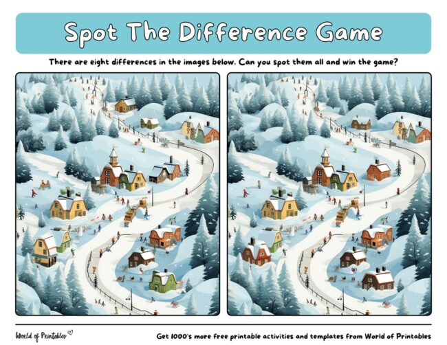 Spot The Difference Winter Games - World of Printables