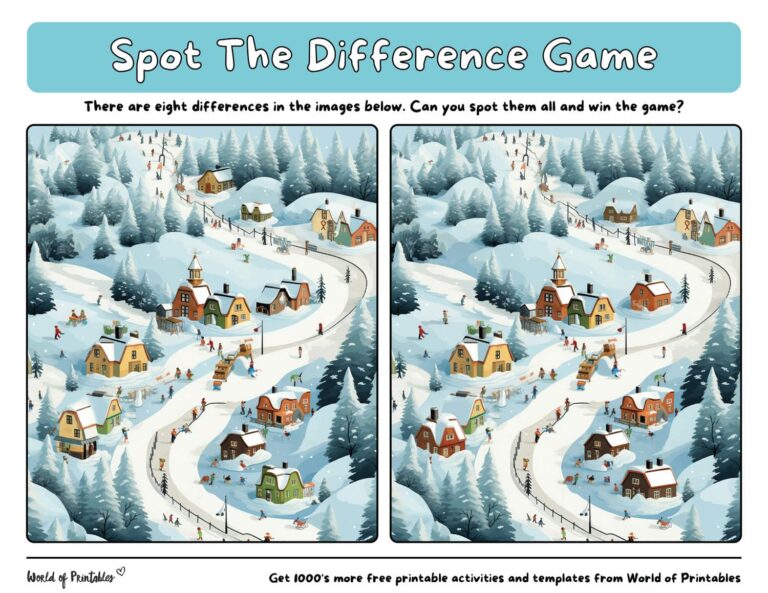 Spot The Difference Winter Games - World of Printables