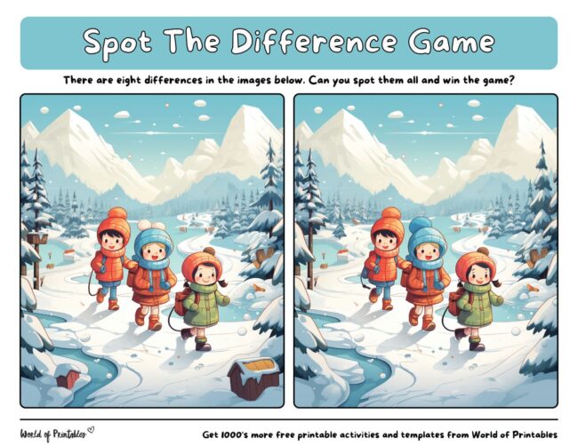 Spot The Difference Winter Games - World of Printables
