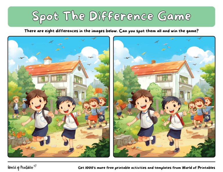 Spot The Difference - 100 Games To Print & Play! - World of Printables