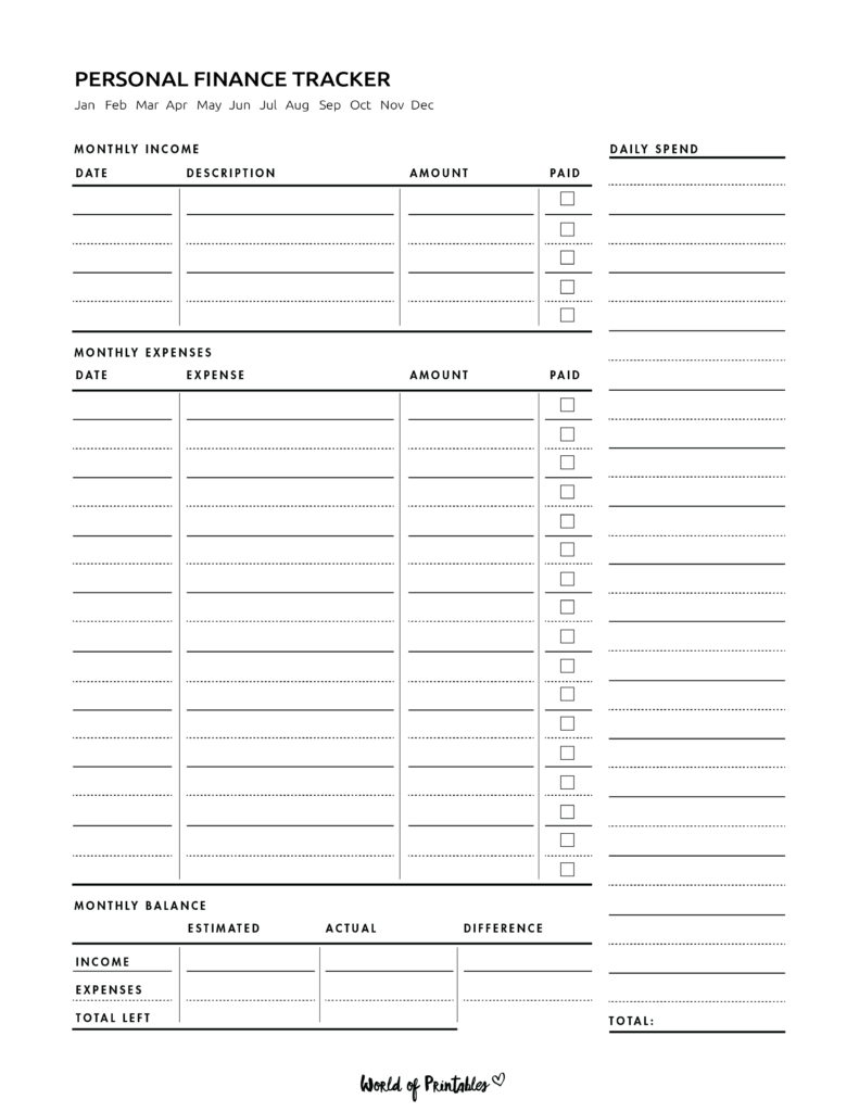 Printable Personal Finance PDF - World of Printables