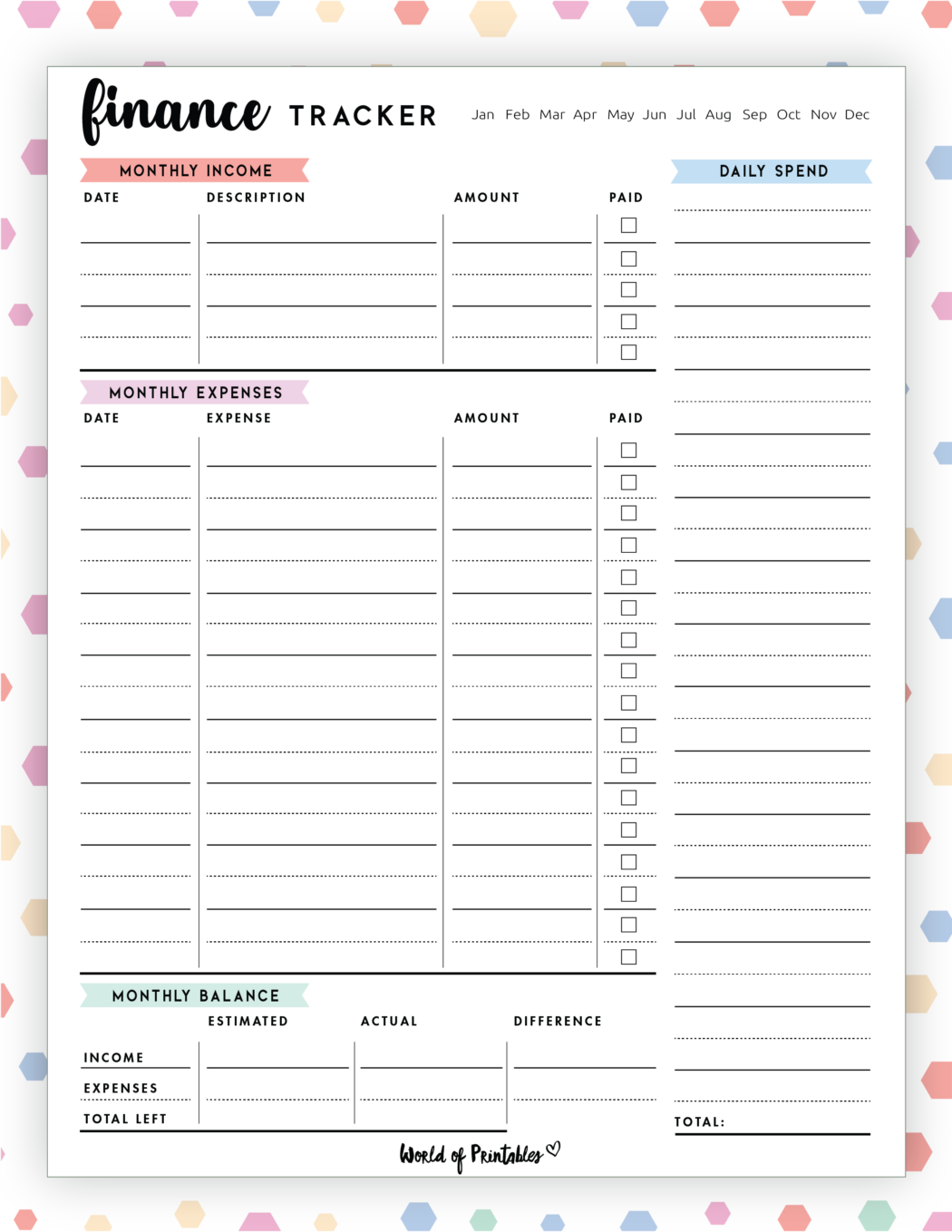 Printable Personal Finance PDF - World of Printables