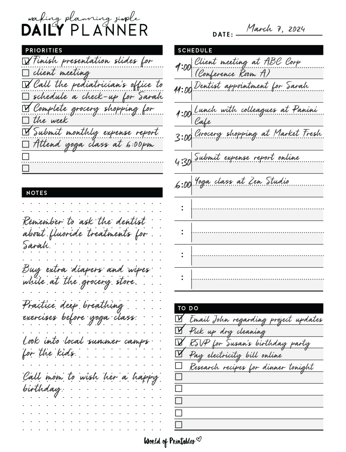 Download Daily Planner Templates PDF - World of Printables
