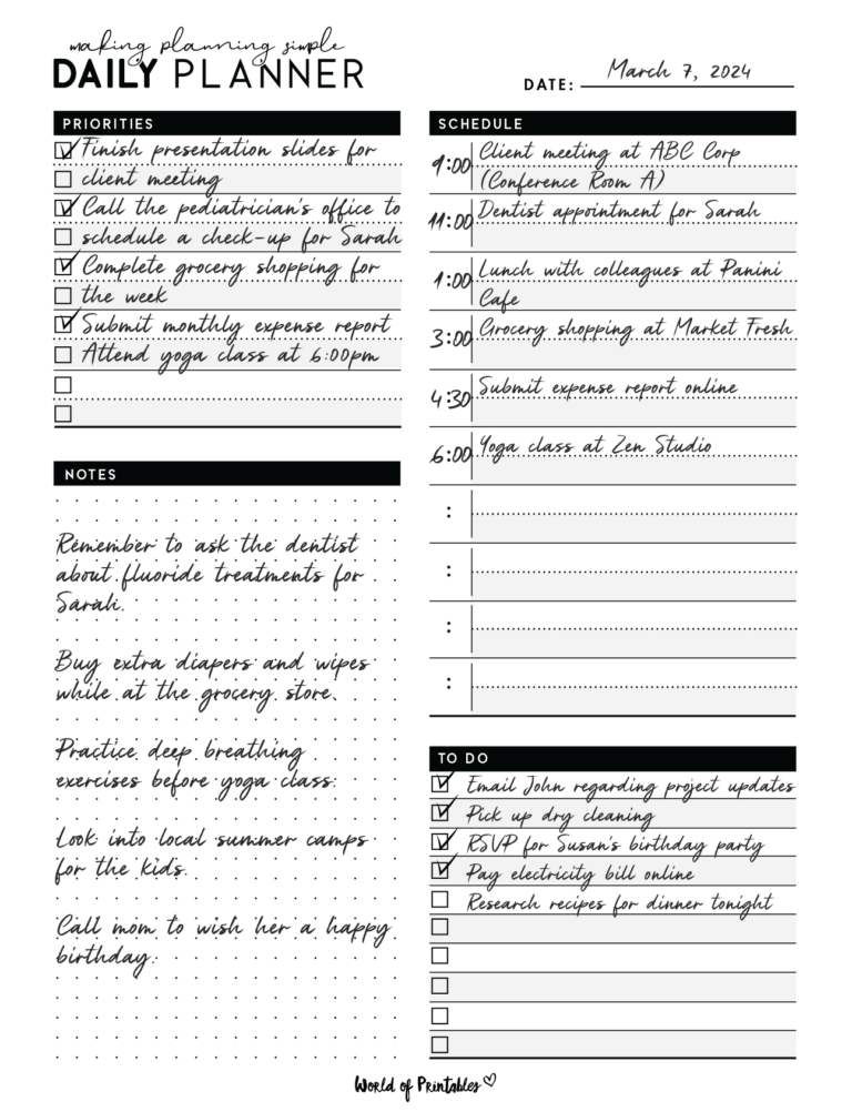 Download Daily Planner Templates PDF - World of Printables