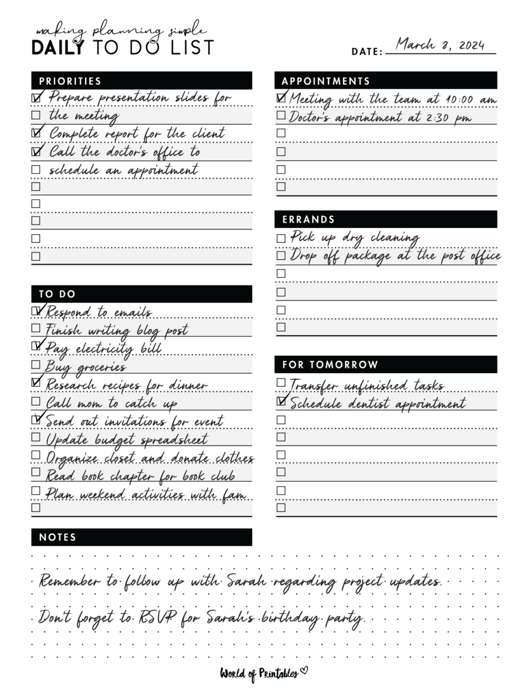 Daily To Do List Templates - World of Printables