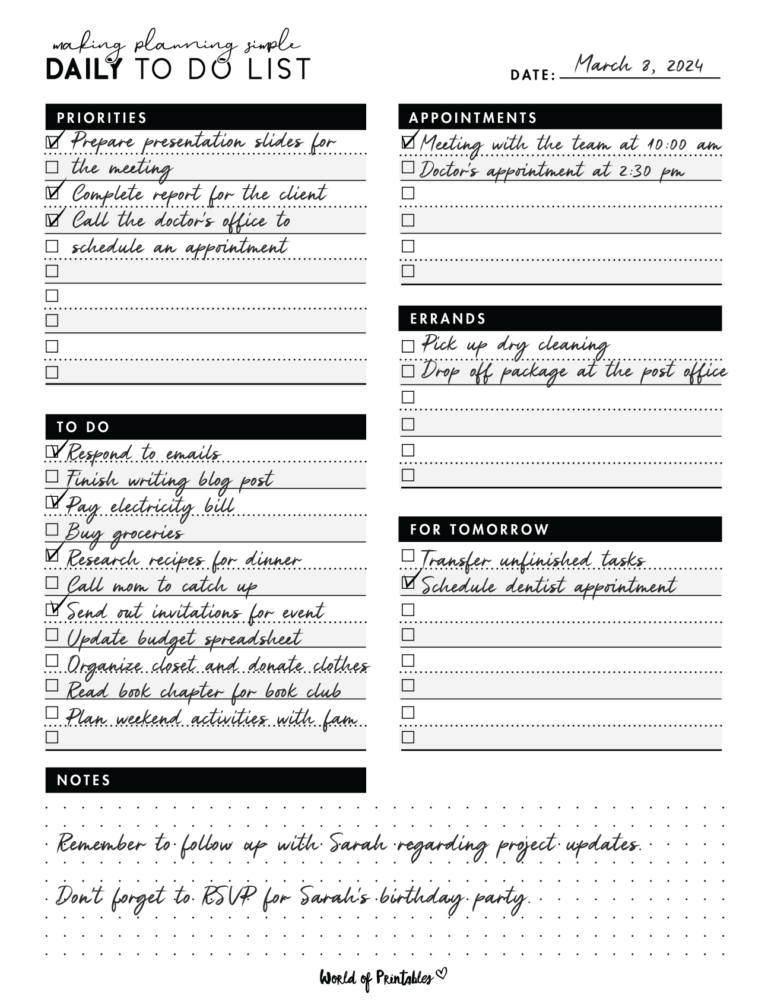 Daily To Do List Templates - World of Printables