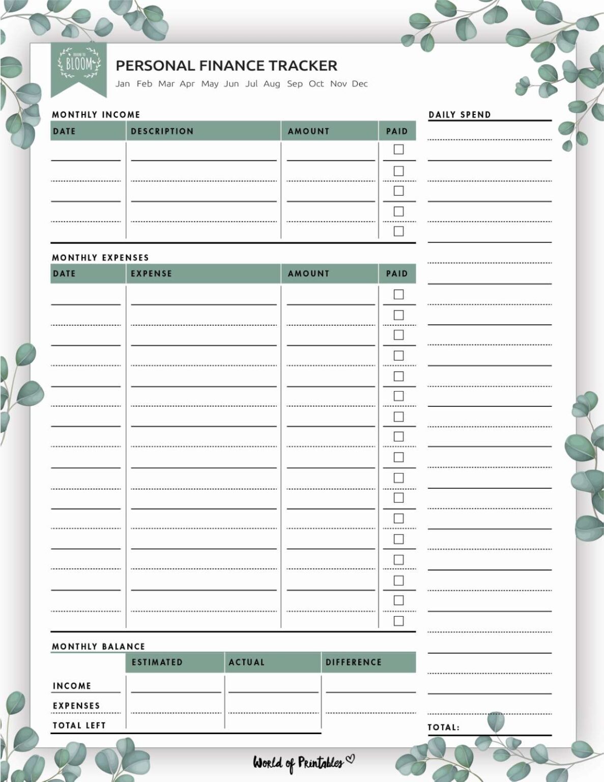Printable Personal Finance PDF - World of Printables