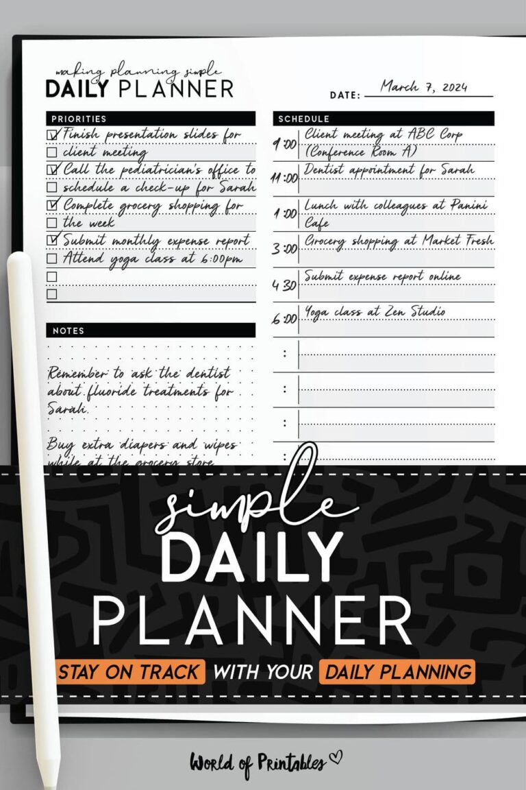 Download Daily Planner Templates PDF - World of Printables