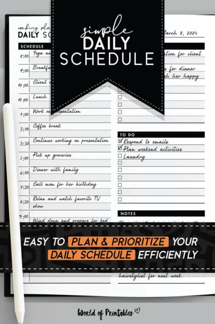Daily Schedule Templates - World of Printables