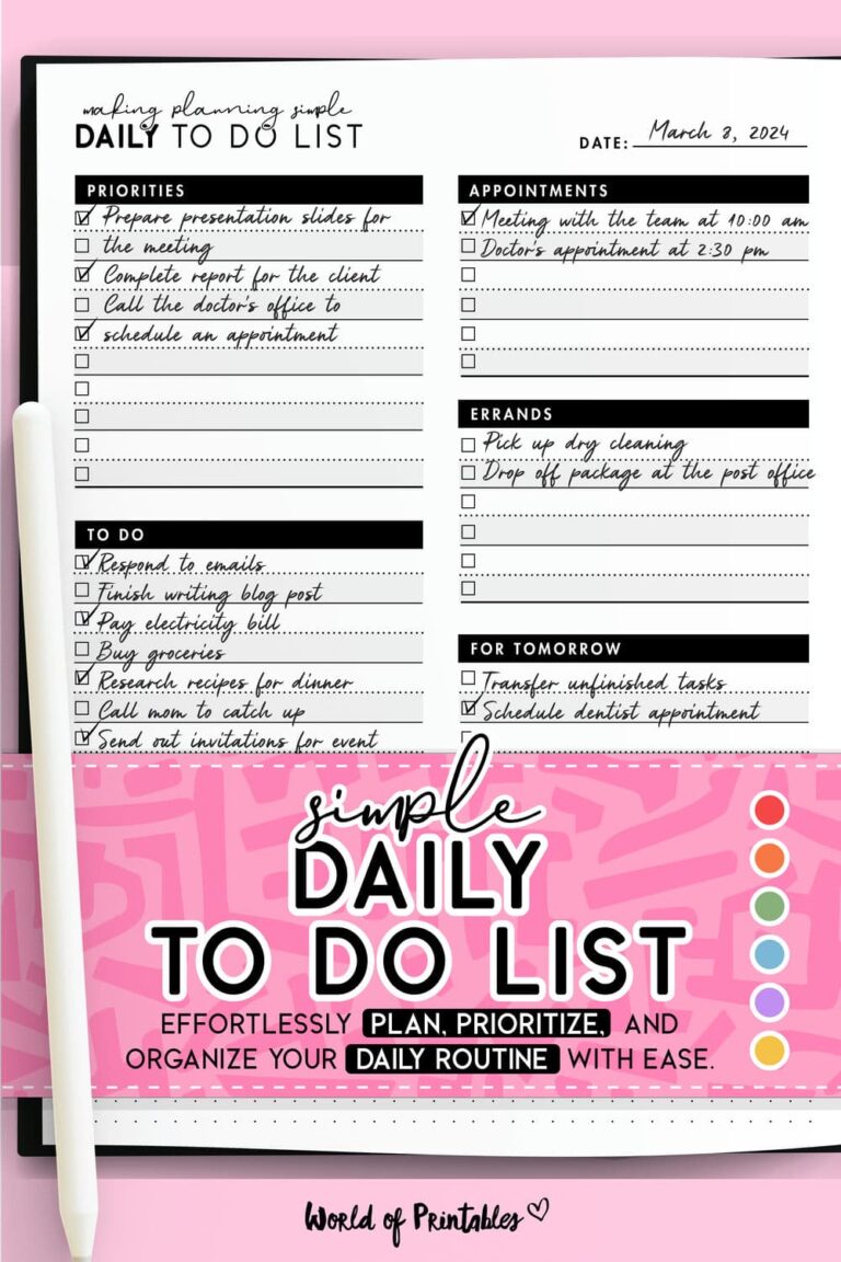 Daily To Do List Templates - World of Printables