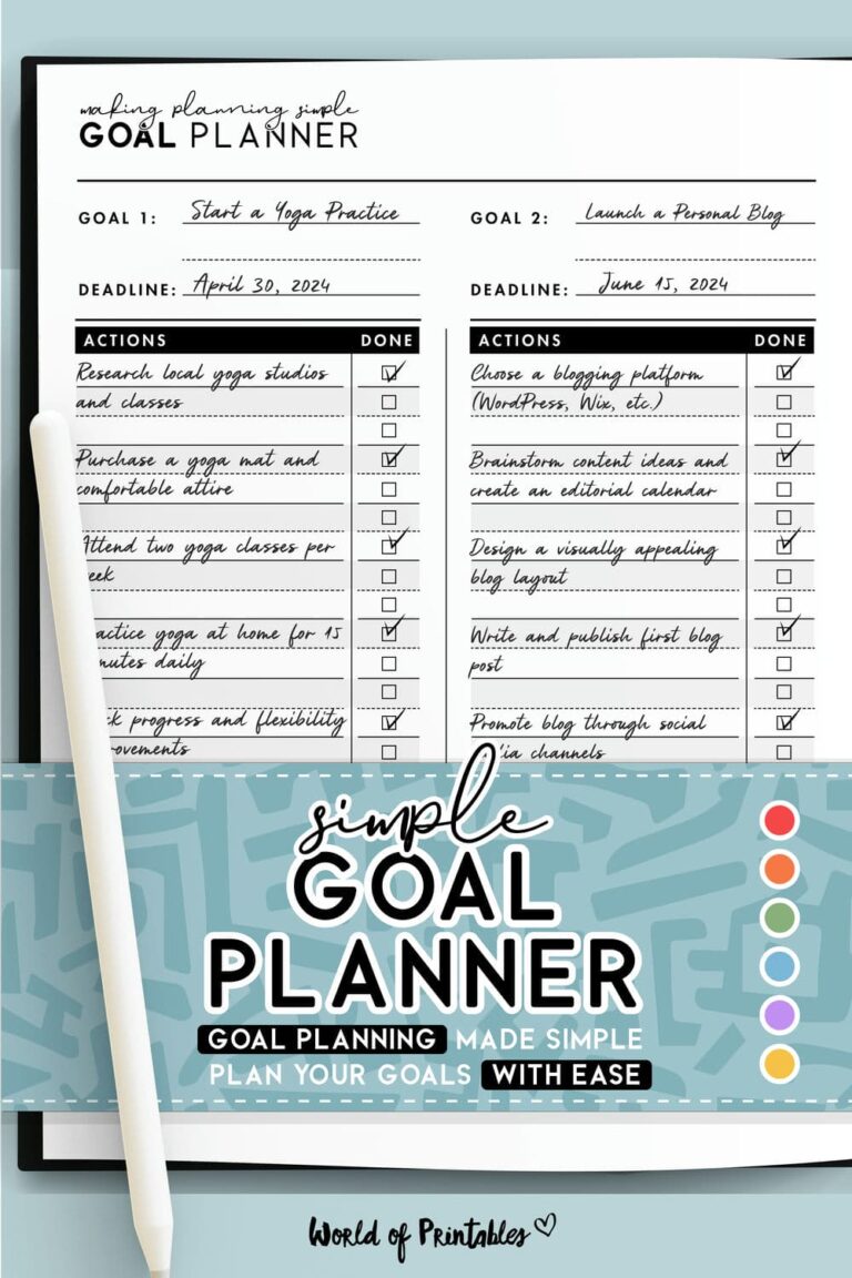 Goal Planner Templates - World of Printables
