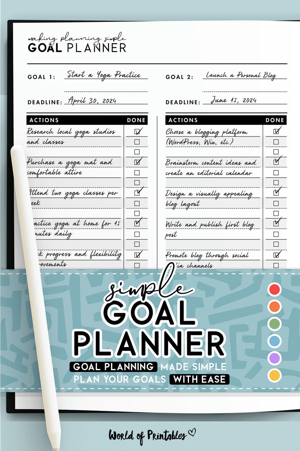 Goal Planner Templates - World of Printables