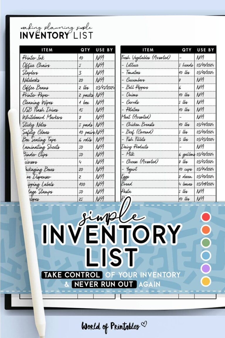 Free Printable Stock List Template - Manage Your Product Inventory