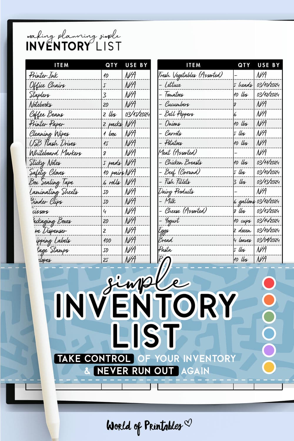 Free Printable Stock List Template - Manage Your Product Inventory