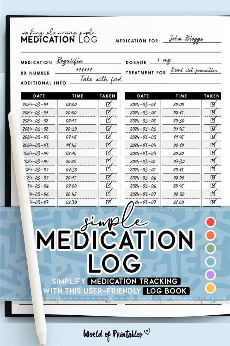 Medication Log - 8 of the Best Templates - World of Printables