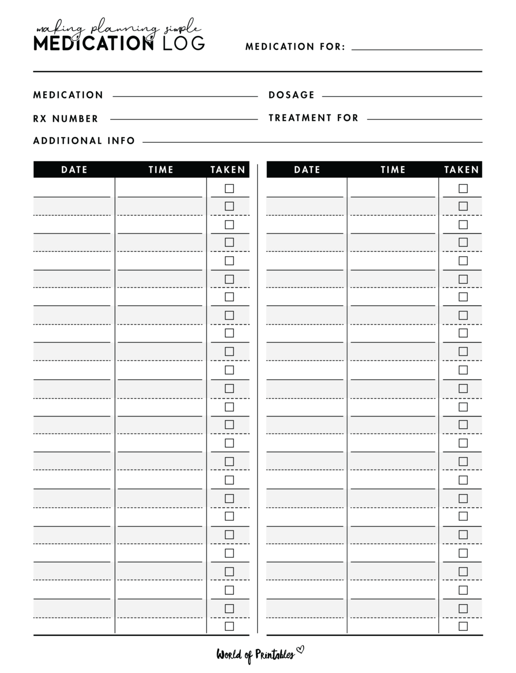 Medication Log - 8 of the Best Templates - World of Printables