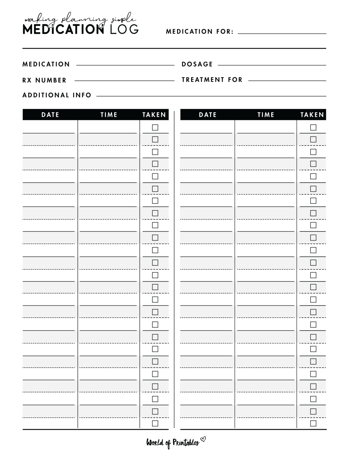 Medication Log - 8 of the Best Templates - World of Printables