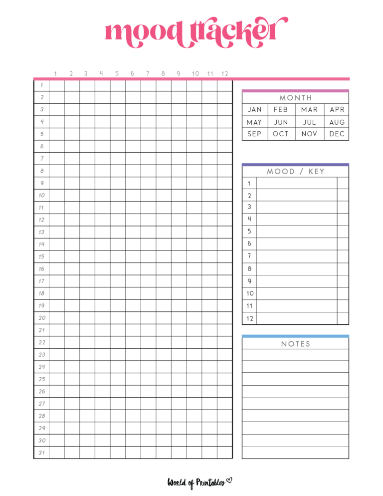 Mood Trackers - 16 Free Printable Templates - World of Printables