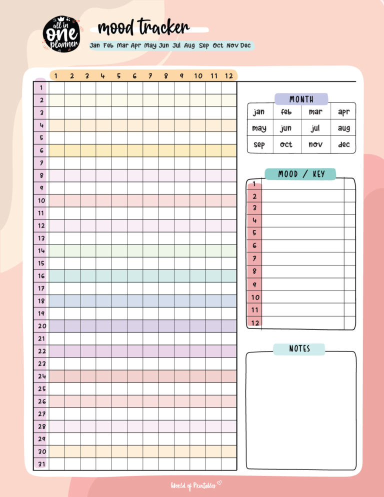 Mood Trackers - 16 Free Printable Templates - World of Printables