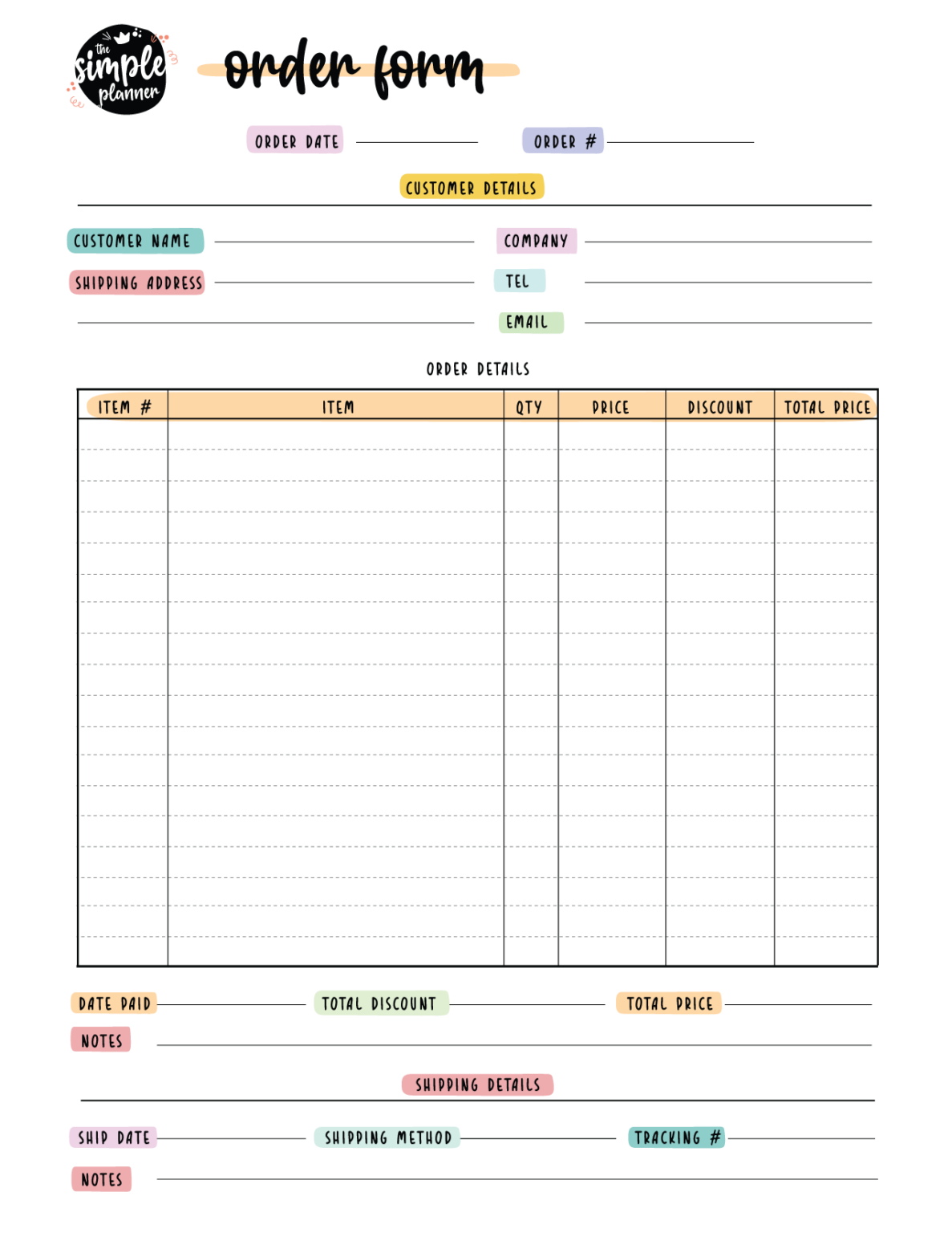 FREE Printable Purchase Order Template - World of Printables