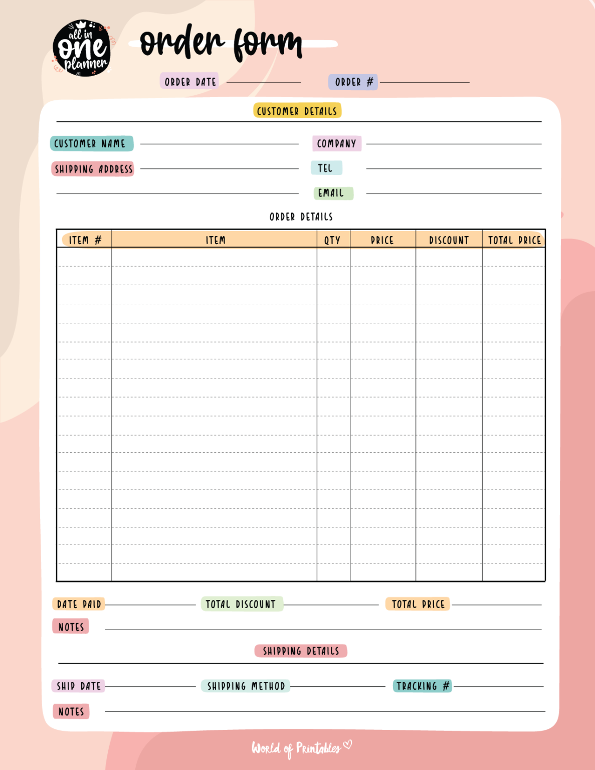 FREE Printable Purchase Order Template - World of Printables