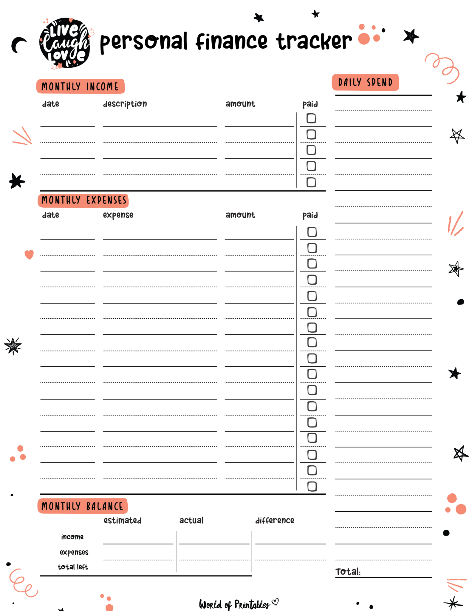 Printable Personal Finance PDF - World of Printables