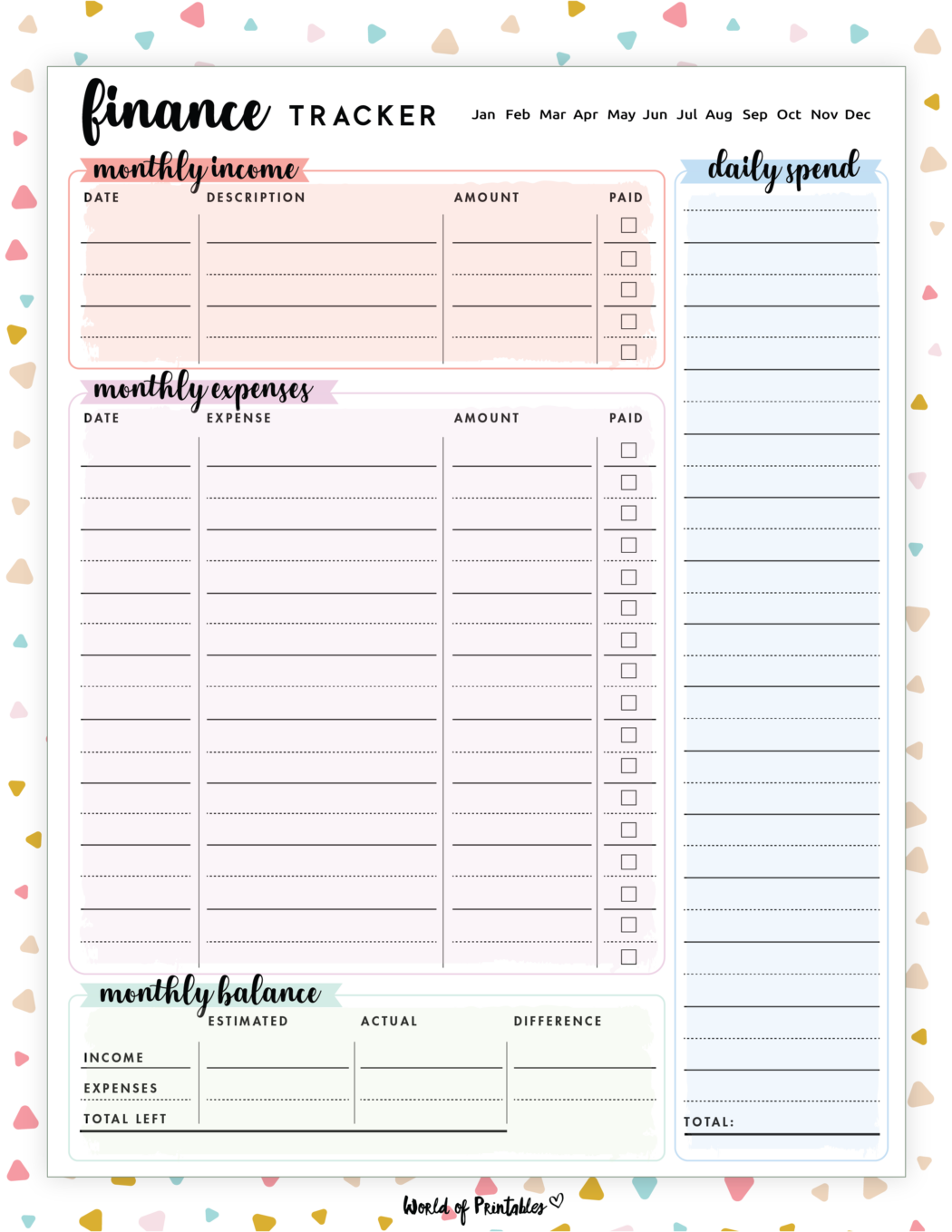 Printable Personal Finance PDF - World of Printables