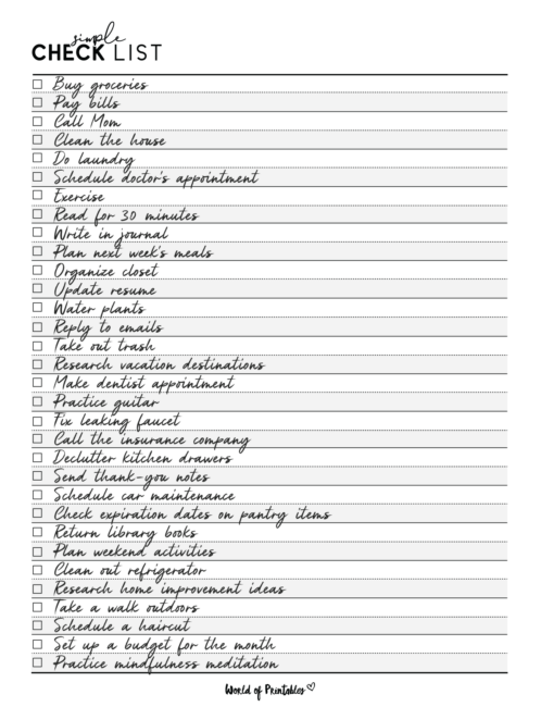 Checklist Template - 25 Best Styles | World of Printables
