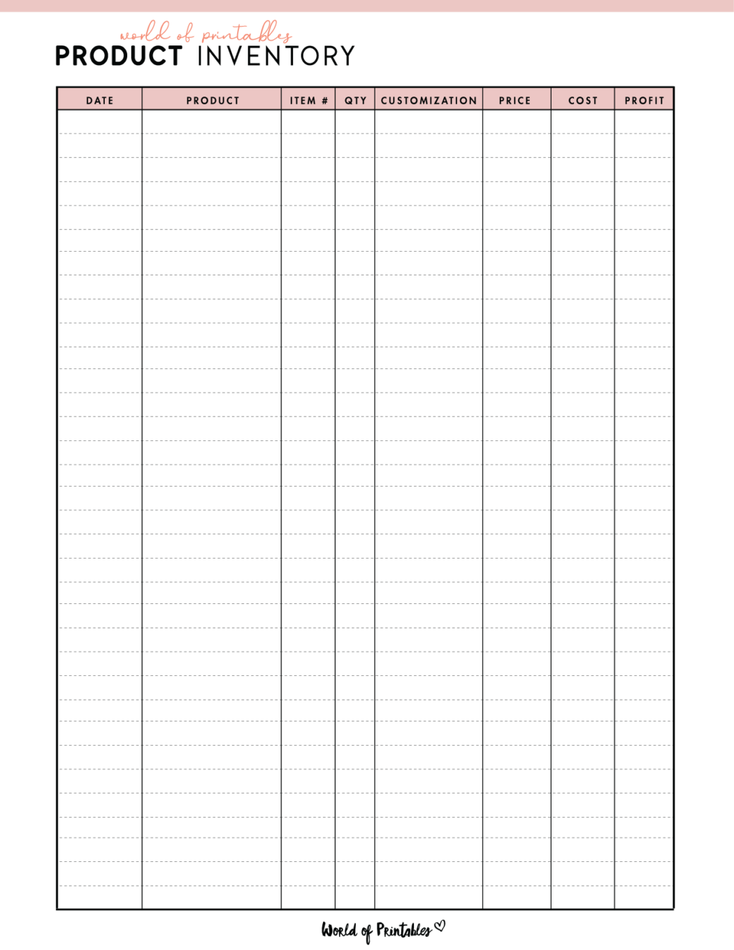 Free Printable Stock List Template - Manage Your Product Inventory