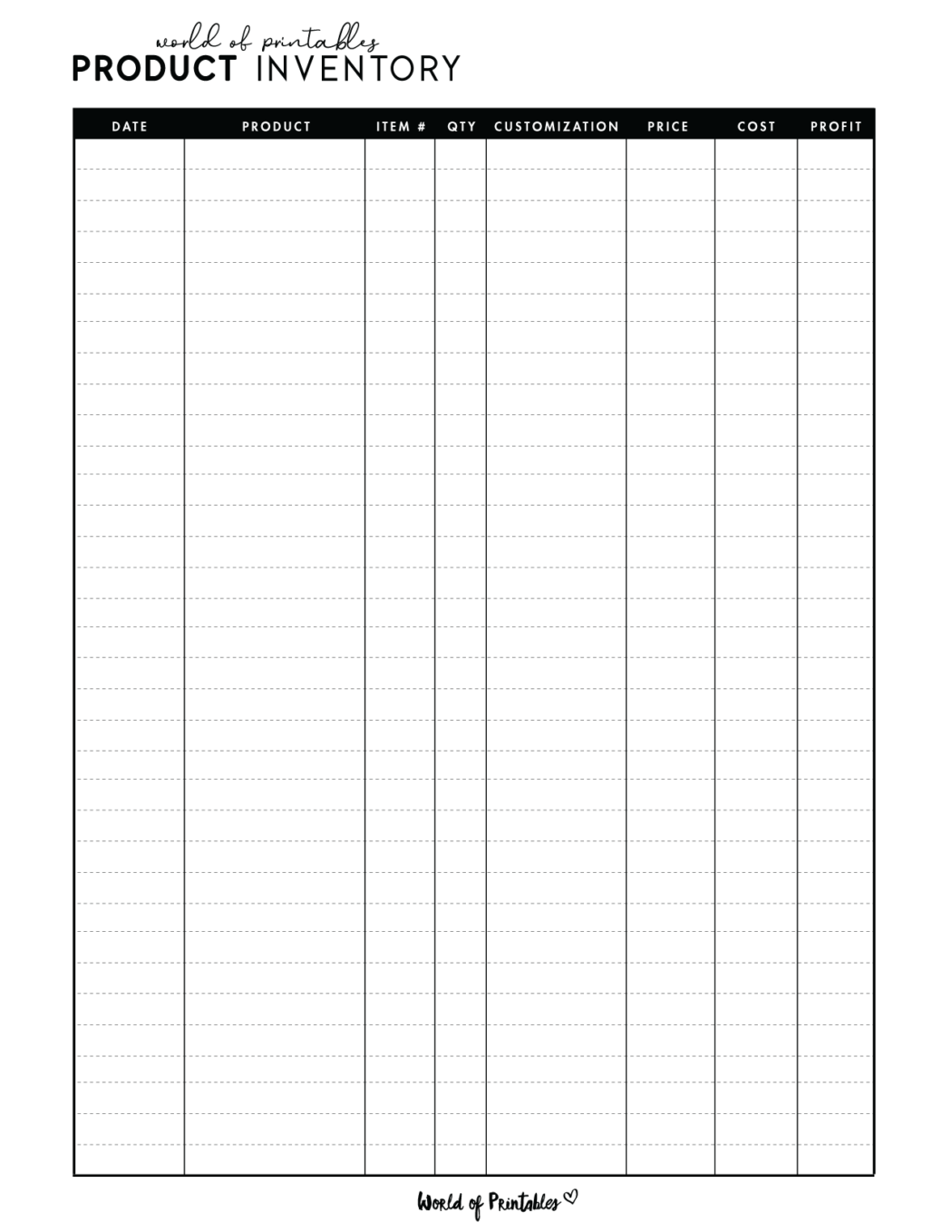 Free Printable Stock List Template - Manage Your Product Inventory
