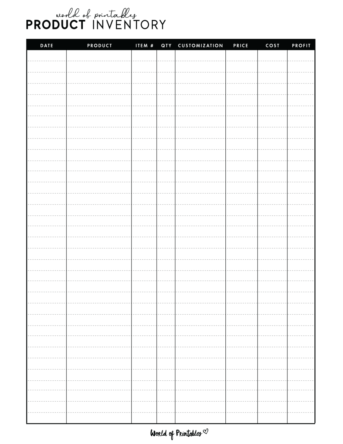 Free Printable Stock List Template - Manage Your Product Inventory