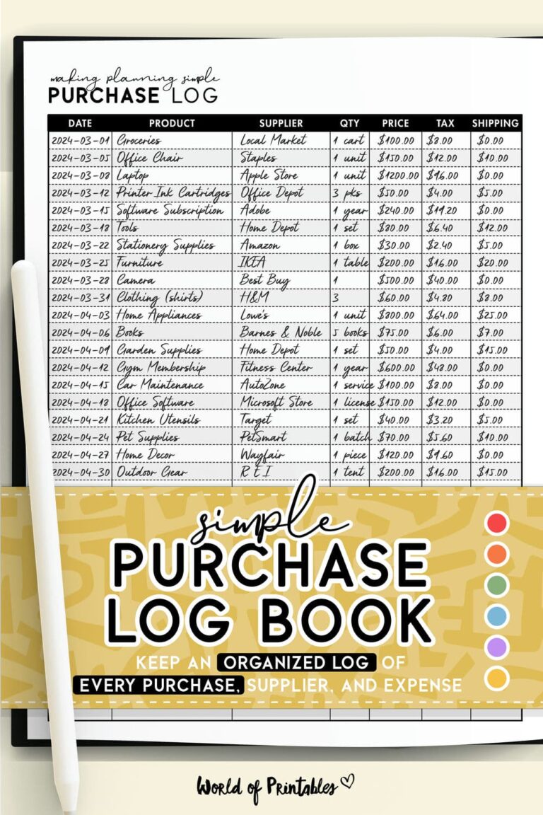 Free Printable Purchase Order Tracker - World of Printables