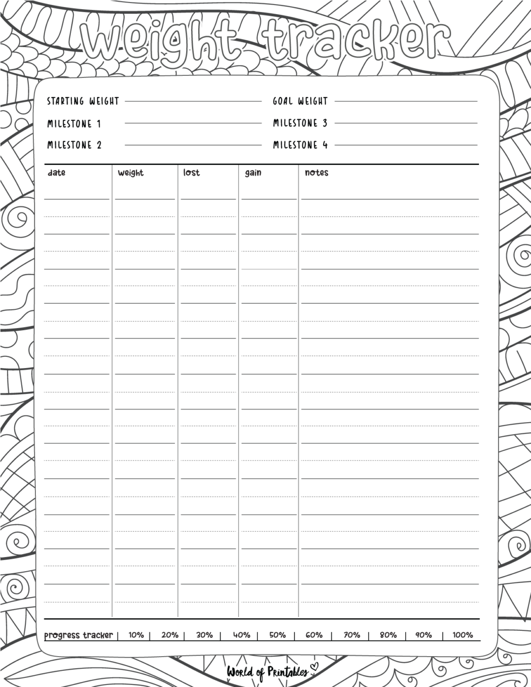 Free Weight Tracker Templates - World of Printables