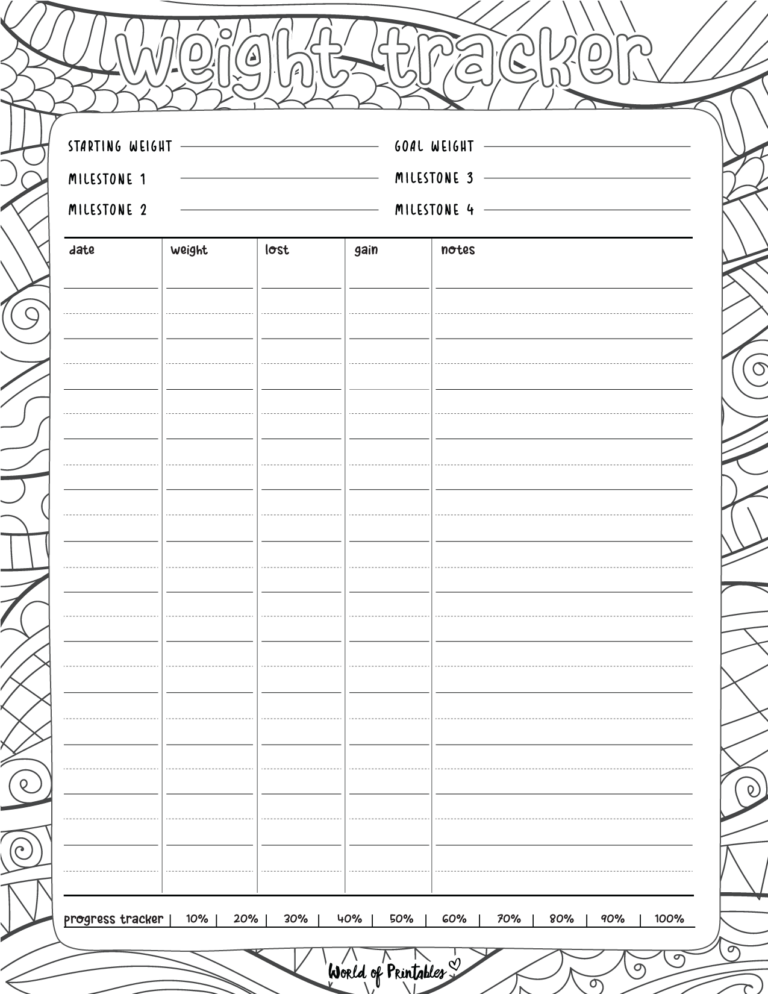 Free Weight Tracker Templates - World of Printables