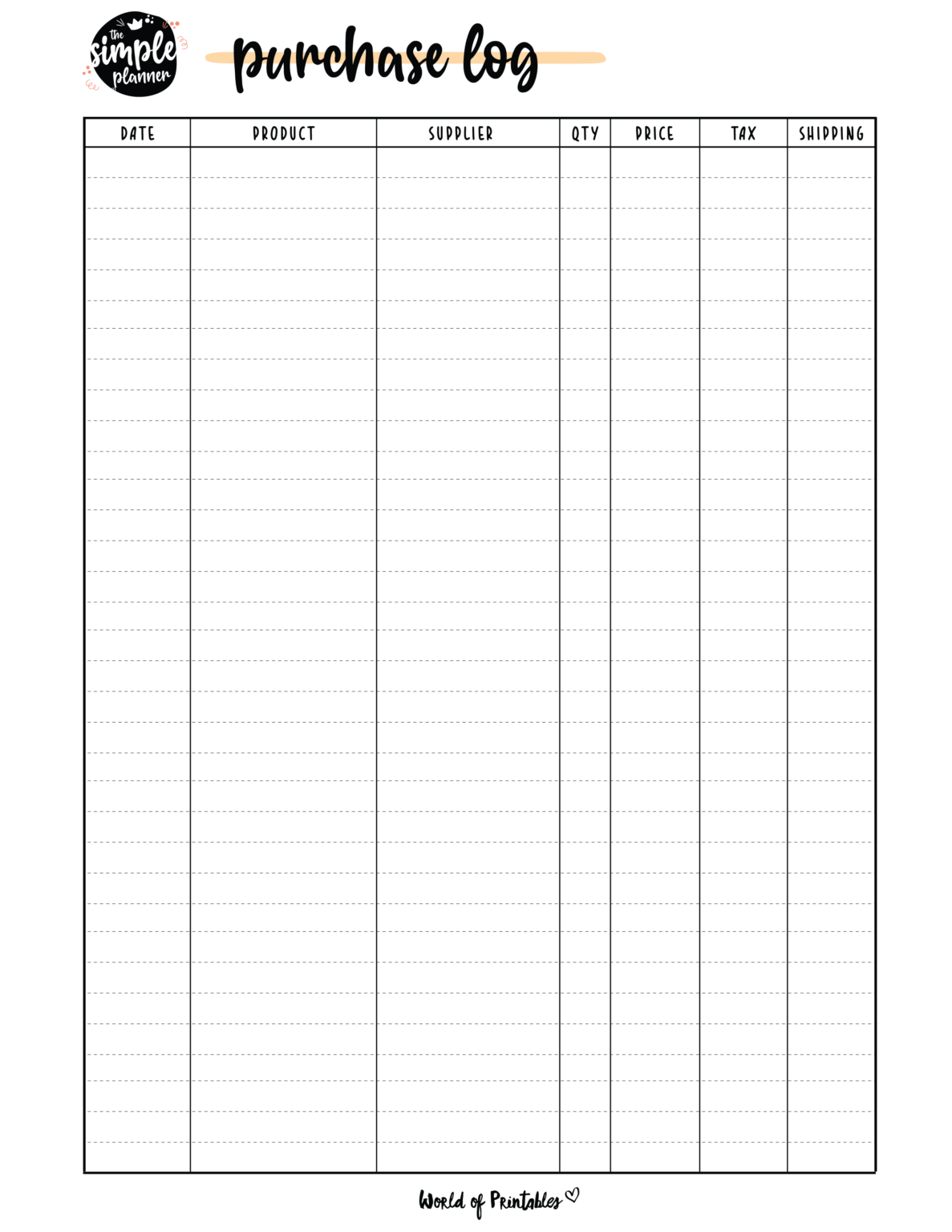 Free Printable Purchase Order Tracker - World of Printables