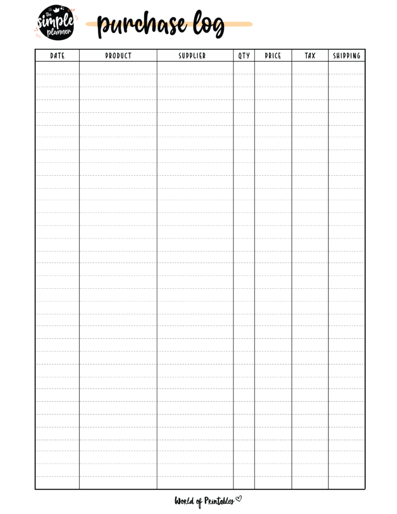 Free Printable Purchase Order Tracker - World of Printables