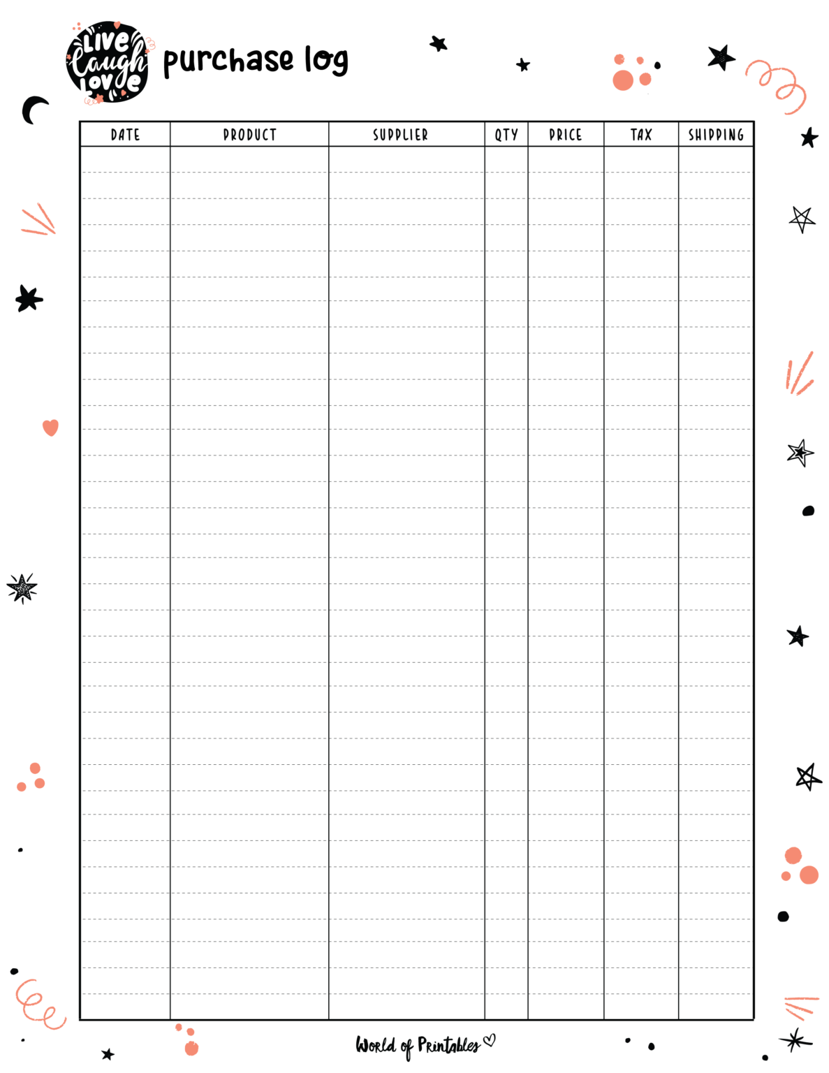 Free Printable Purchase Order Tracker - World of Printables