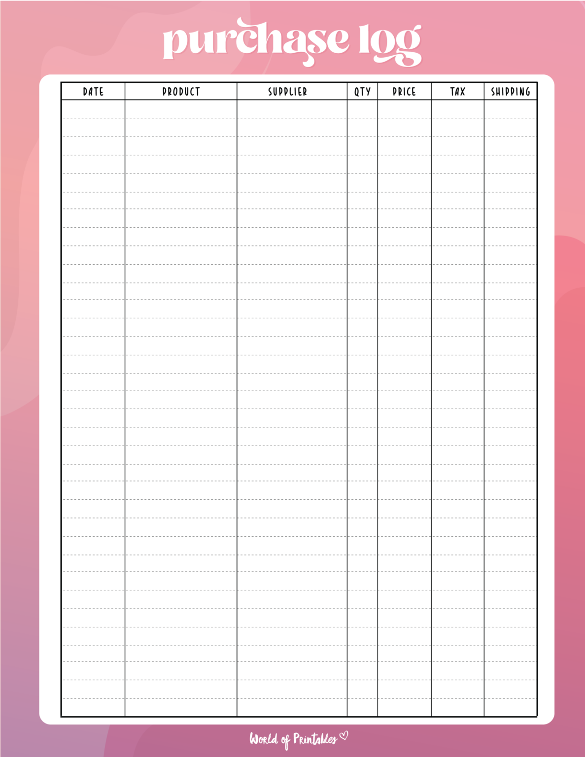Free Printable Purchase Order Tracker - World of Printables